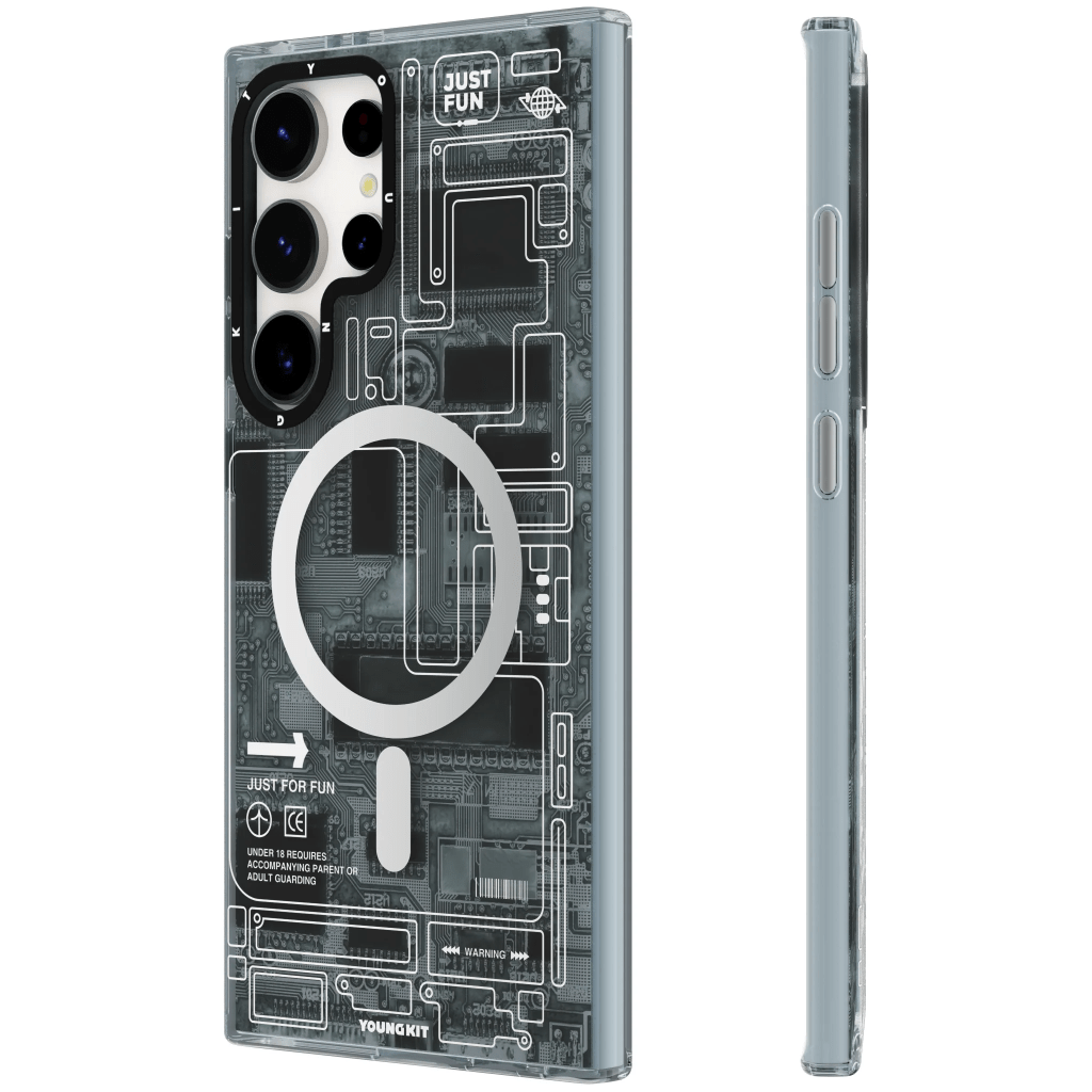 Samsung Galaxy S24 Ultra Magsafe Case - Futuristic Grey Circuit Board ...